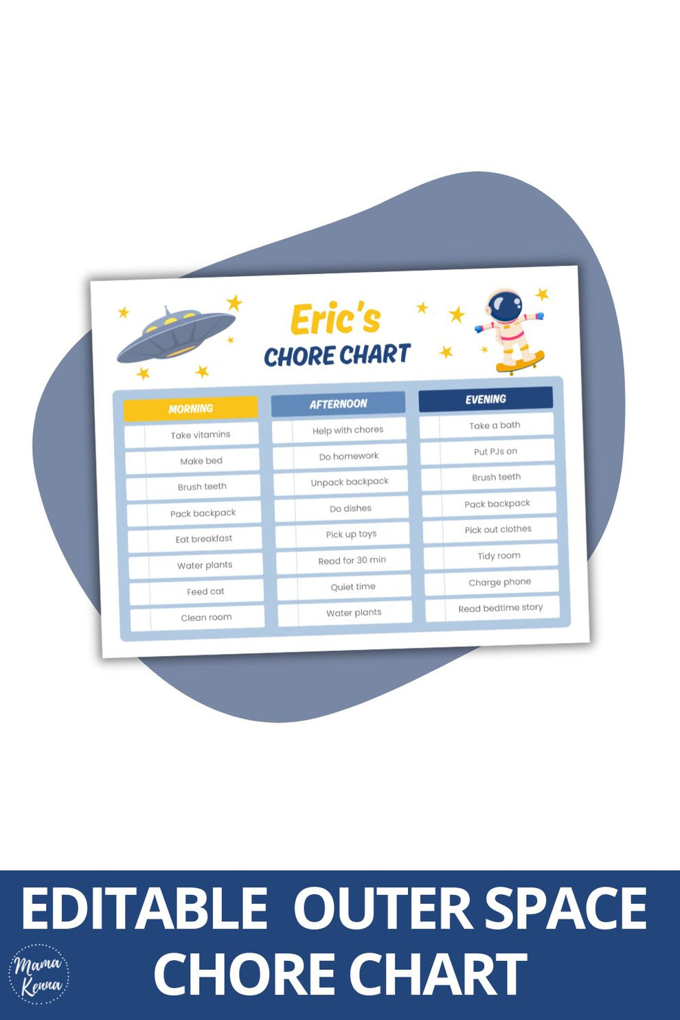 Editable Space Chore Chart – Mama Kenna