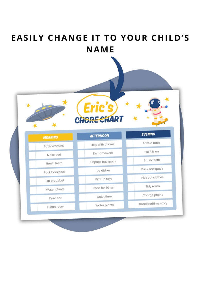 Editable Space Chore Chart – Mama Kenna